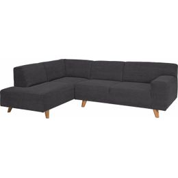 Tom Tailor HOME Ecksofa NORDIC PURE, mit Ottomane, im Retrolook, Füße Buche natur, grau