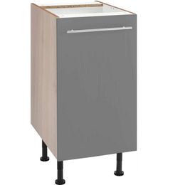 Optifit Unterschrank Bern 40 cm breit, mit 1 Tür mit höhenverstellbaren Füßen, mit Metallgriff, grau