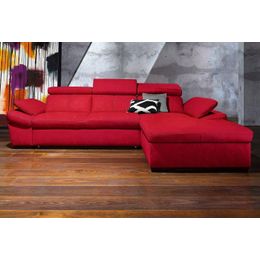 exxpo - sofa fashion Ecksofa Salerno, inklusive Kopfteil- und Armteilverstellung, wahlweise mit Bettfunktion, rot