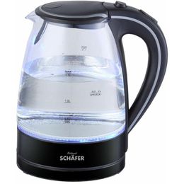 Schäfer Schäfer - Wasserkocher 1,7L mit LED-Beleuchtung Teekocher Glas Edelstahl Schwarz