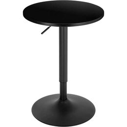 Bartisch mit runder Tischplatte höhenverstellbar aus mdf Metall schwarz - schwarz - WOLTU