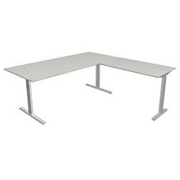 Kerkmann 11023111 Form 2 Höhenverstellbarer Schreibtisch L-Form Silber T-Fuß 1.800 x 1.800 x 820 mm