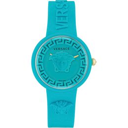 Quarzuhr Versace "MEDUSA POP, VE6G00423" Armbanduhren blau (türkis) Damen Quarzuhren