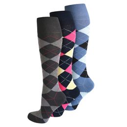 Normani Knee High Socks 'Karo' female Blue, Brown, Black size 39-42