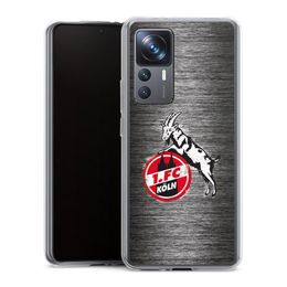 DeinDesign Handyhülle 1. FC Köln Metallic Look Offizielles Lizenzprodukt Metal Scratch 1.FC, Xiaomi 12T 5G Silikon Hülle Bumper Case Handy Schutzhülle
