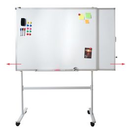 Whiteboard MCW-C85b, mit ausziehbarer Tafel Magnettafel Memoboard Pinnwand, mobil rollbar inkl. Zubehör, 167x186cm