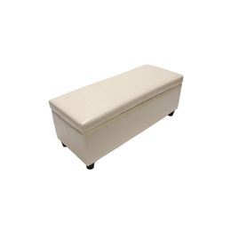 MCW Aufbewahrungs-Truhe Sitzbank Arezzo, Leder + Kunstleder, 112x45x45cm MVG-zertifiziert ~ creme