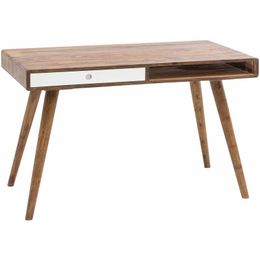 Schreibtisch repa 120 x 60 x 75 cm Massiv Holz Laptoptisch Sheesham Natur, Landhaus-Stil Arbeitstisch mit 1 Schublade, Bürotisch PC-Tisch - FineBuy