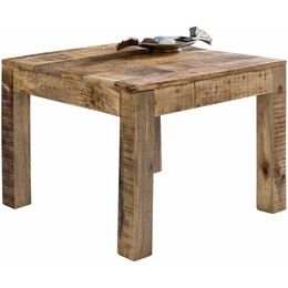 FineBuy Couchtisch Massiv-Holz 60 x 60 x 47 cm Beistelltisch Wohnzimmer, Wohnzimmertisch Klein, Ablagetisch Hellbraun Quadratisch, Holztisch Lounge-Tisch,