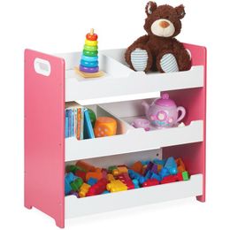 Kinderregal, 5 Fächer, Aufbewahrungsregal mit Griffen, HxBxT: 60 x 63 x 30 cm, Spielzeugregal, mdf, weiß-rosa - Relaxdays