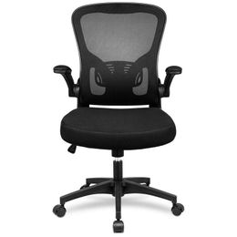 Durrafy - Bürostuhl mit klappbaren Armlehnen Schwarzer Sessel