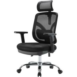 Bürostuhl HHG 937, Schreibtischstuhl, ergonomisch, verstellbare Lordosenstütze und Armlehne schwarz - black