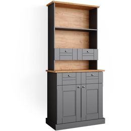 Hochschrank Bergamo, Grau, 82.6 cm VICCO