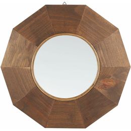 Beliani Wandspiegel Braun Holz 60 x 60 cm Eckig Modernes Wandaccessoire für Wohnzimmer Schlafzimmer Flur