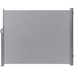 Beliani Seitenmarkise Hellgrau Aluminium 160x300 cm ausziehbar mit Standfuß wasserabweisender UV-beständiger Stoff Outdoor Garten Terrasse - Silber