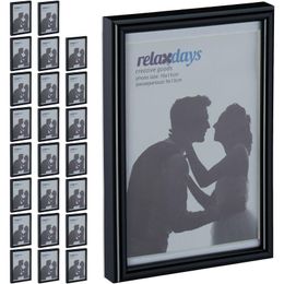 Relaxdays 24 x Bilderrahmen 10 x 15 cm, modernes Design, zum Hinstellen oder Aufhängen, dekorativer Fototischaufsteller, schwarz