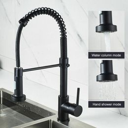 Wasserhahn Küche mit Brause ausziehbar, 360° Schwenkbar Küchenarmatur, Einhebel Spültischarmatur, Hochdruck-Edelstahl armatur küche, Schwarz