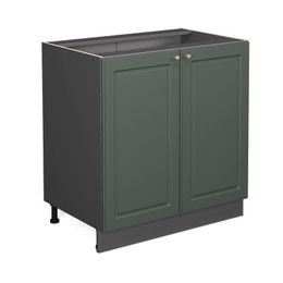 Spülenunterschrank Fame-Line, Grün-Gold Landhaus, 80 cm mit Regal, ohne Arbeitsplatte VICCO