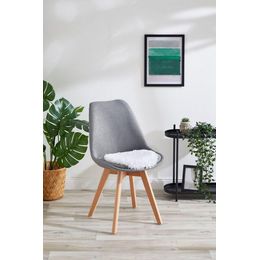 Home Affaire Sitzkissen Alpa, 4er Set, Sitzauflage, Kunstfell, rund, Ø 34 cm, einfarbig, sehr weich, waschbar, weiß