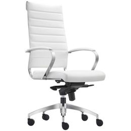 Bürostuhl Granada - 100 % Leder - Weiß - mit Synchron-Wippmechanik - Weiß