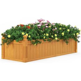 Costway Blumenkasten aus Tannenholz, Rechteckiger Hochbeet mit Drainagesystem, Pflanzkasten für Gemüse & Blumen & Kräuter, Pflanzbeet für Garten, Terrasse &
