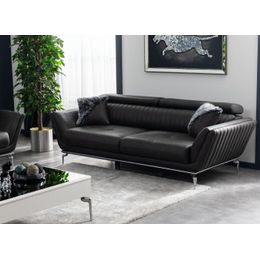 JVmoebel 3-Sitzer Schwarze Dreisitzer Sofa Couchen Möbel Polster