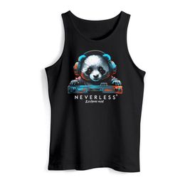 Neverless Tanktop Herren Tank-Top Panda Bär Aufdruck Tiermotiv Musik Techo Print Fashion mit Print