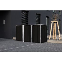 HIDE Mülltonnenbox 240 l schwarz 3-fach