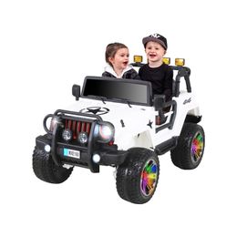 Actionbikes Motors Kinder-Elektroauto Wrangler, 4x4 Jeep, 2-Sitzer, Fernbedienung, EVA-Reifen, Federung, 140 Watt (Weiß)