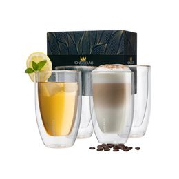 Königsglas Macchiato, Latte Macchiato-Gläser by Heidenfeld, 300 ml, Set, doppelwandig, handgefertigt (4er Set)