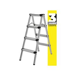 Craftfull Trittleiter CF-131A, 2-5 Stufen, Doppel-Klapptritt aus Aluminium, Anti-Rutsch, klappbar (2 x 4 Stufen)