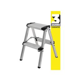Craftfull Trittleiter CF-131A, 2-5 Stufen, Doppel-Klapptritt aus Aluminium, Anti-Rutsch, klappbar (2 x 2 Stufen)