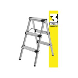 Craftfull Trittleiter CF-131A, 2-5 Stufen, Doppel-Klapptritt aus Aluminium, Anti-Rutsch, klappbar (2 x 3 Stufen)