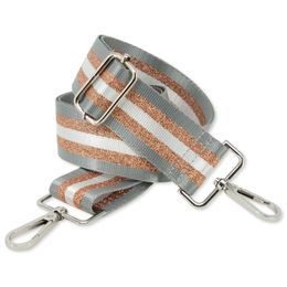BENAVA Schulterriemen Taschengurt Streifen Grau Nylon Handgemacht, silberfarben, Silber