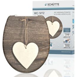 Schütte Schütte - wc Sitz wood heart, Duroplast Toilettendeckel mit Absenkautomatik und Schnellverschluss, Klobrille, Toilettensitz - Motiv