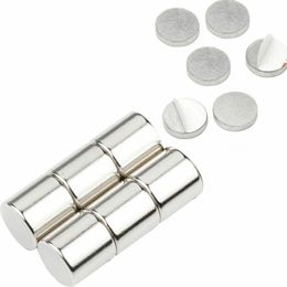 Scheibenmagnet rund, Magnet mit Metallscheibe selbstklebend, Rundmagnet ø 10mm, Neodym vernickelt 12-teilig - vasalat