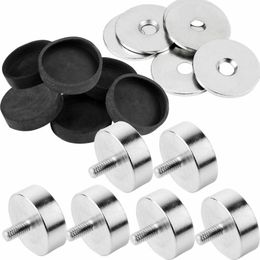 vasalat - Topfmagnet mit Gewindezapfen zum Einschrauben, Magnet mit Metallscheiben und Gummi-Kappen, ø 20mm Neodym 18-teilig