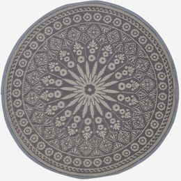 Homescapes - Schwarzer Outdoor-Teppich im Mandala-Design, 170 cm - Schwarz