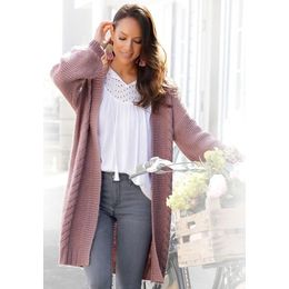 Lascana Longstrickjacke pink Gr. 32/34 für Damen. Mit ohne Ausschnitt. Figurumspielend