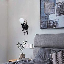Wottes - Retro Wandleuchte Schlafzimmer Wohnzimmer Beleuchtung Retro Industrie Wandlampe E27 - Schwarz