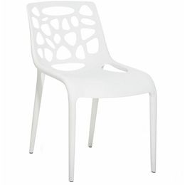 Beliani Esszimmerstuhl Weiß Kunststoff mit Lochmuster Stapelbar Modern Esszimmer Küche Garten Ausstattung Sitzmöbel Plastikstuhl - Weiß