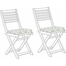 Beliani Sitzkissen Set 2 Auflagen für Gartenstühle Dreieck-Motiv Mintgrün für Garten für Balkonset - Weiß