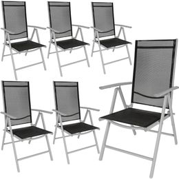 TecTake 6 Aluminium Gartenstühle klappbar - schwarz/silber