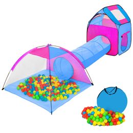TecTake Spielzelt mit Tunnel, 200 Bällen und Tasche - blau