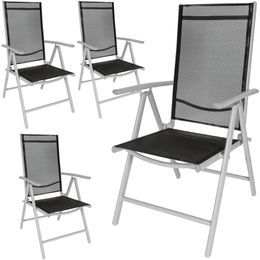 TecTake 4 Aluminium Gartenstühle klappbar - schwarz/silber