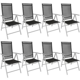 TecTake 8 Aluminium Gartenstühle klappbar - schwarz/silber