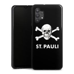 DeinDesign Galaxy A32 5G Handy Silikon H&uuml;lle Case schwarz Handyh&uuml;lle Official Licensed Product Fc St. Pauli Totenkopf