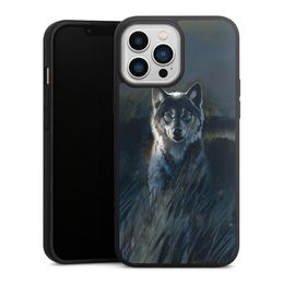 DeinDesign iPhone 13 Pro Max Handy Premium Silikon H&uuml;lle Handyh&uuml;lle schwarz Case Wolf Painting Nature Silikon Premium Case