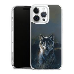 DeinDesign iPhone 14 Pro Max Handy Silikon H&uuml;lle Case transparent Handyh&uuml;lle Wolf Painting Nature Silikon Case