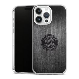 DeinDesign iPhone 14 Pro Max Handy Silikon H&uuml;lle Case transparent Handyh&uuml;lle Fcb Metallic Look Fc Bayern M&uuml;nchen Silikon Case